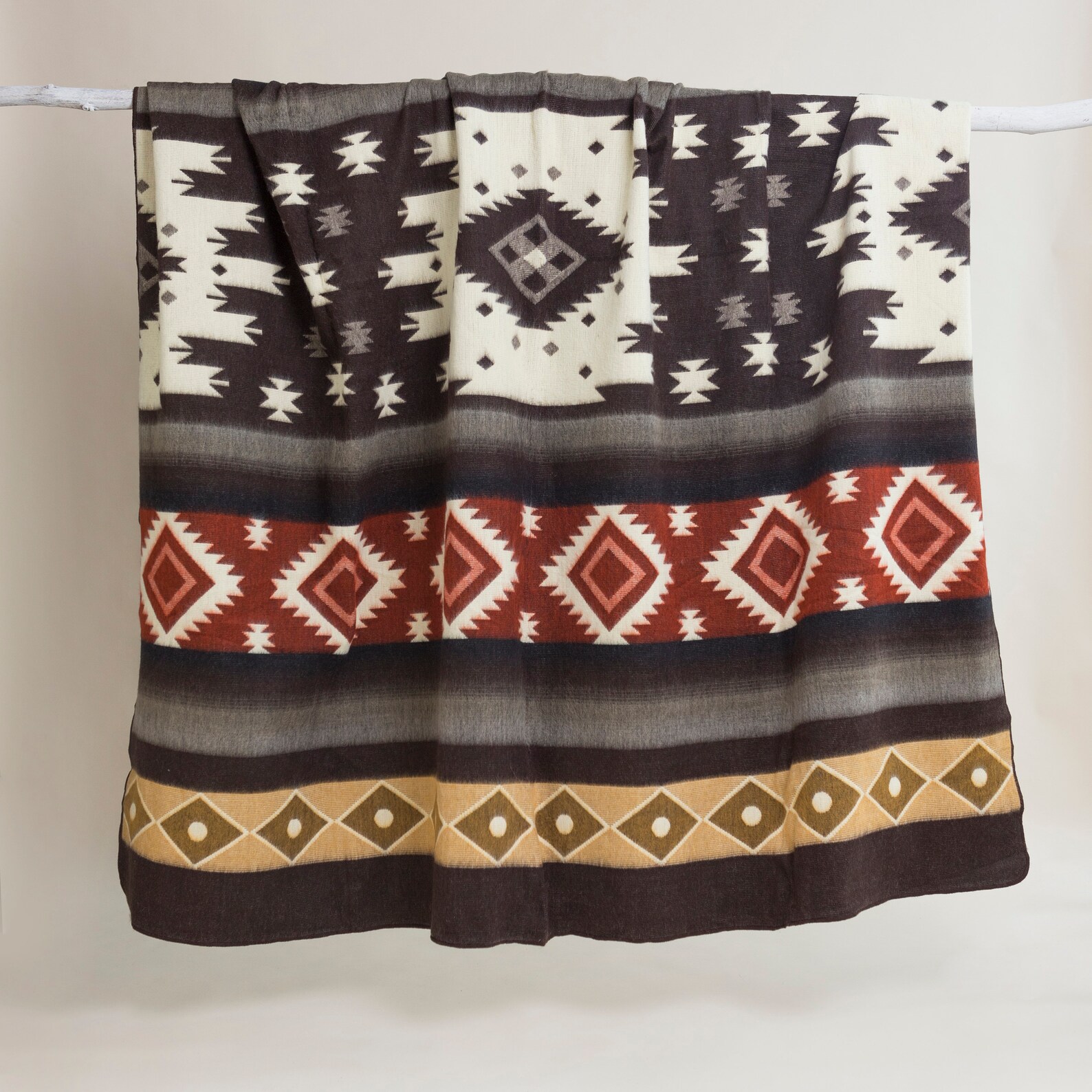 Alpaca Wool Blanket in Queen Size Reversible Aztec Throw Blanket With ...