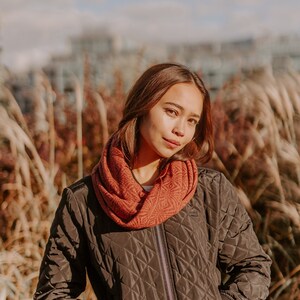 Burnt Orange Infinity Scarf - Terracotta Knit Infinity Scarf - Orange ...