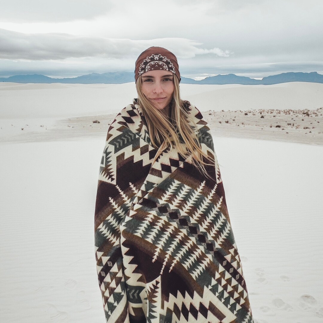 Alpaca Wool Blanket in Queen Size / Reversible Southwestern Large ...