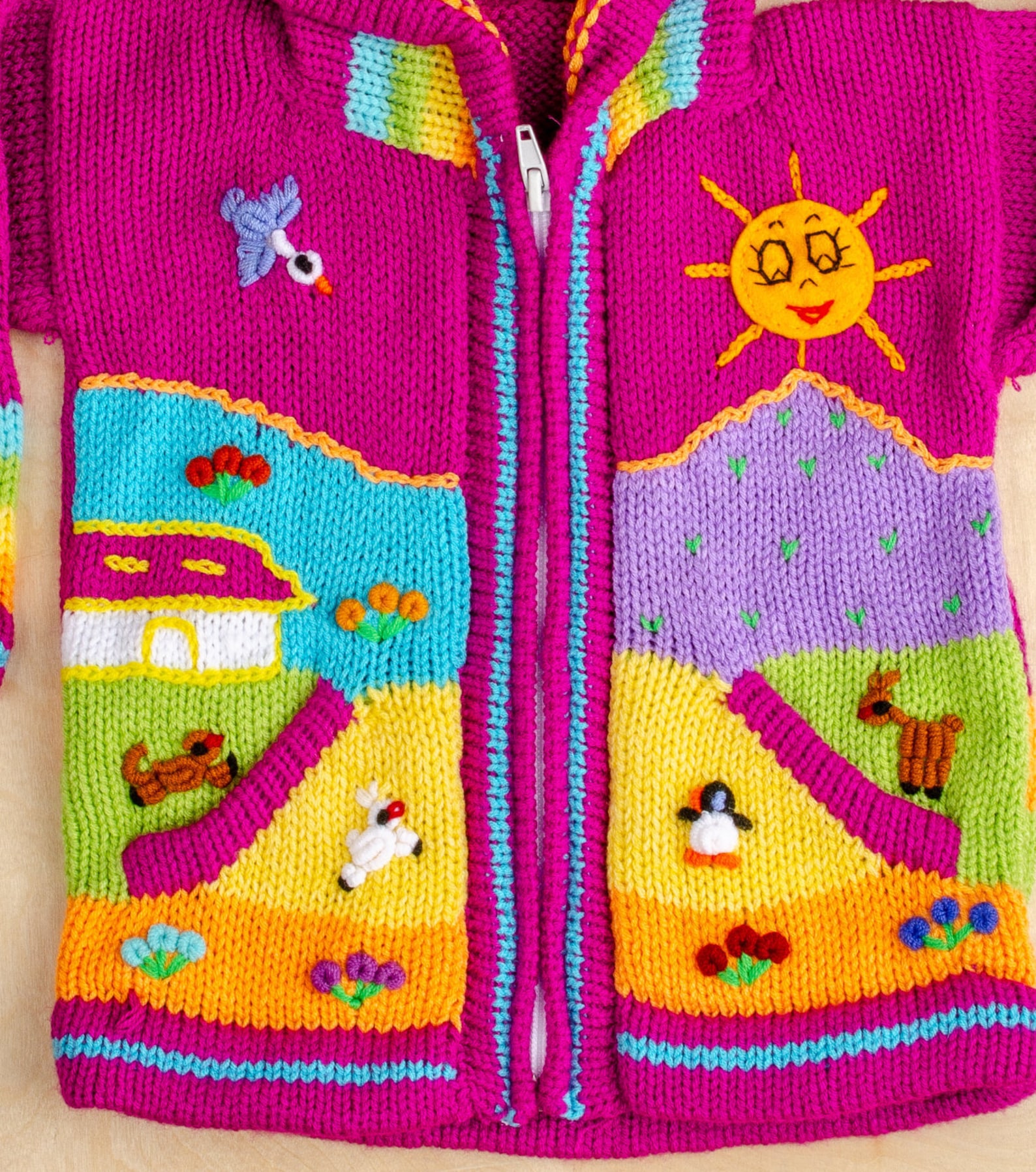 Children Knitted Sweater With Colorful Embroidered Animals - Etsy