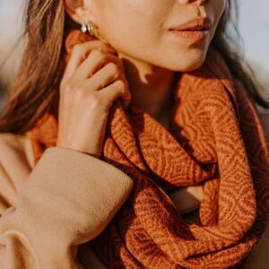 Burnt Orange Infinity Scarf - Terracotta Knit Infinity Scarf - Orange ...