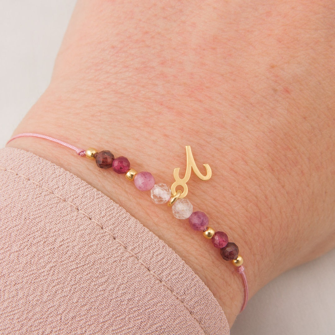 Zodiac Sign Bracelet ARIES Birthday Gift With Garnet, Ruby, Tourmaline ...