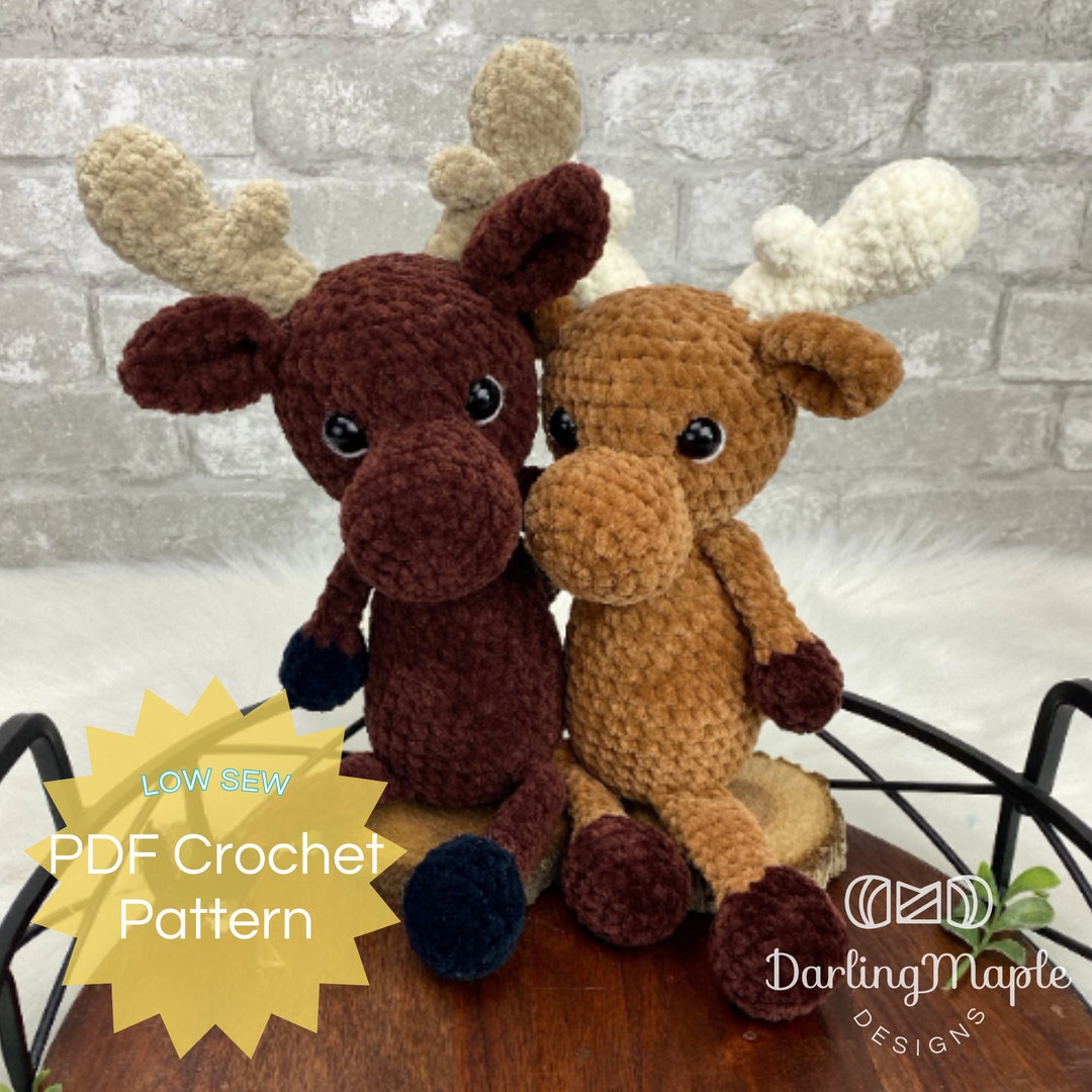 PDF Flip Flop Moose Crochet Pattern. Low Sew Moose Amigurumi Stuffy ...