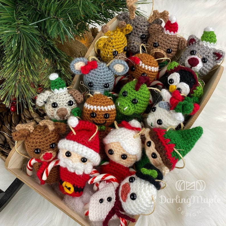 PDF Bear Crochet Pattern. Low-sew Teddy Bear Candy Cane Ornament. Cute ...