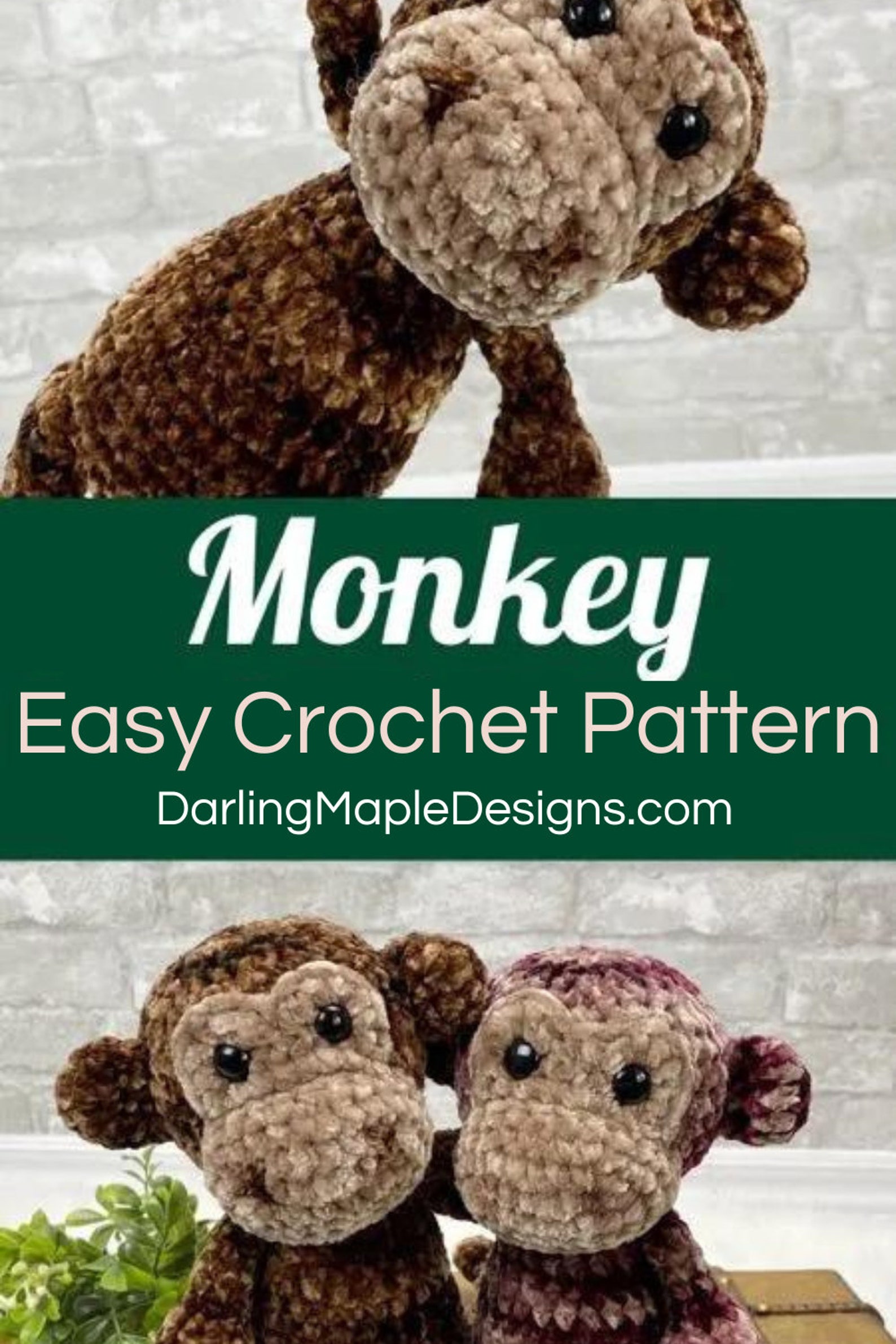 PDF Flip Flop Monkey Crochet Pattern. Monkey Amigurumi Stuffy. Wild ...