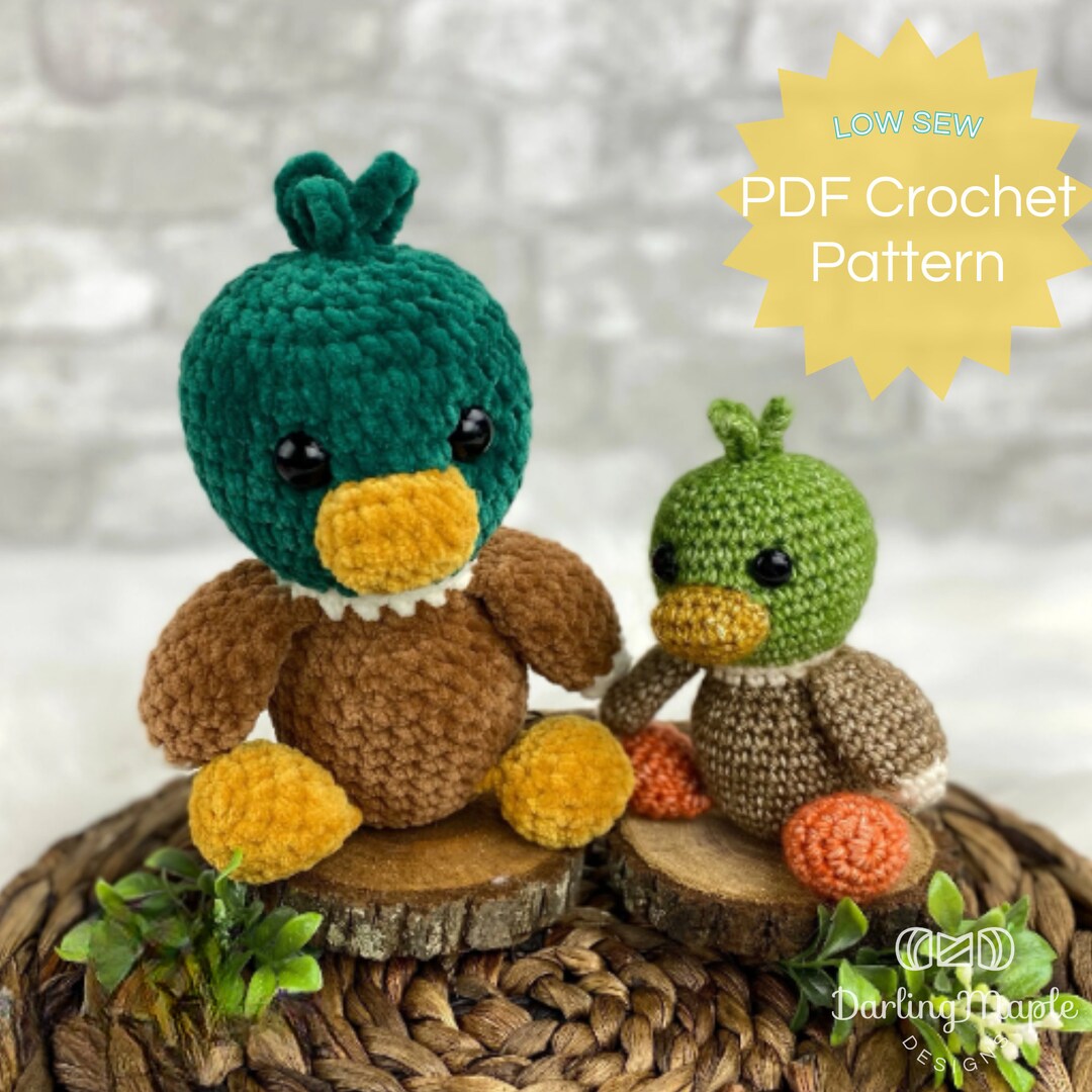 PDF Pocket Duck Crochet Pattern. Low-sew Amigurumi Pocket Pal Mallard ...