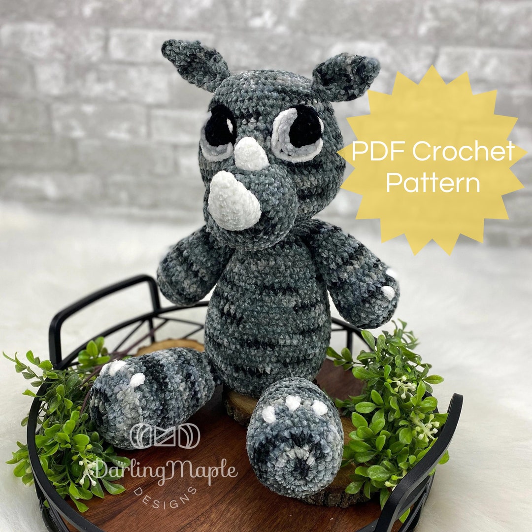PDF Rhino Crochet Pattern. roland the Rhinoceros Amigurumi Softie ...