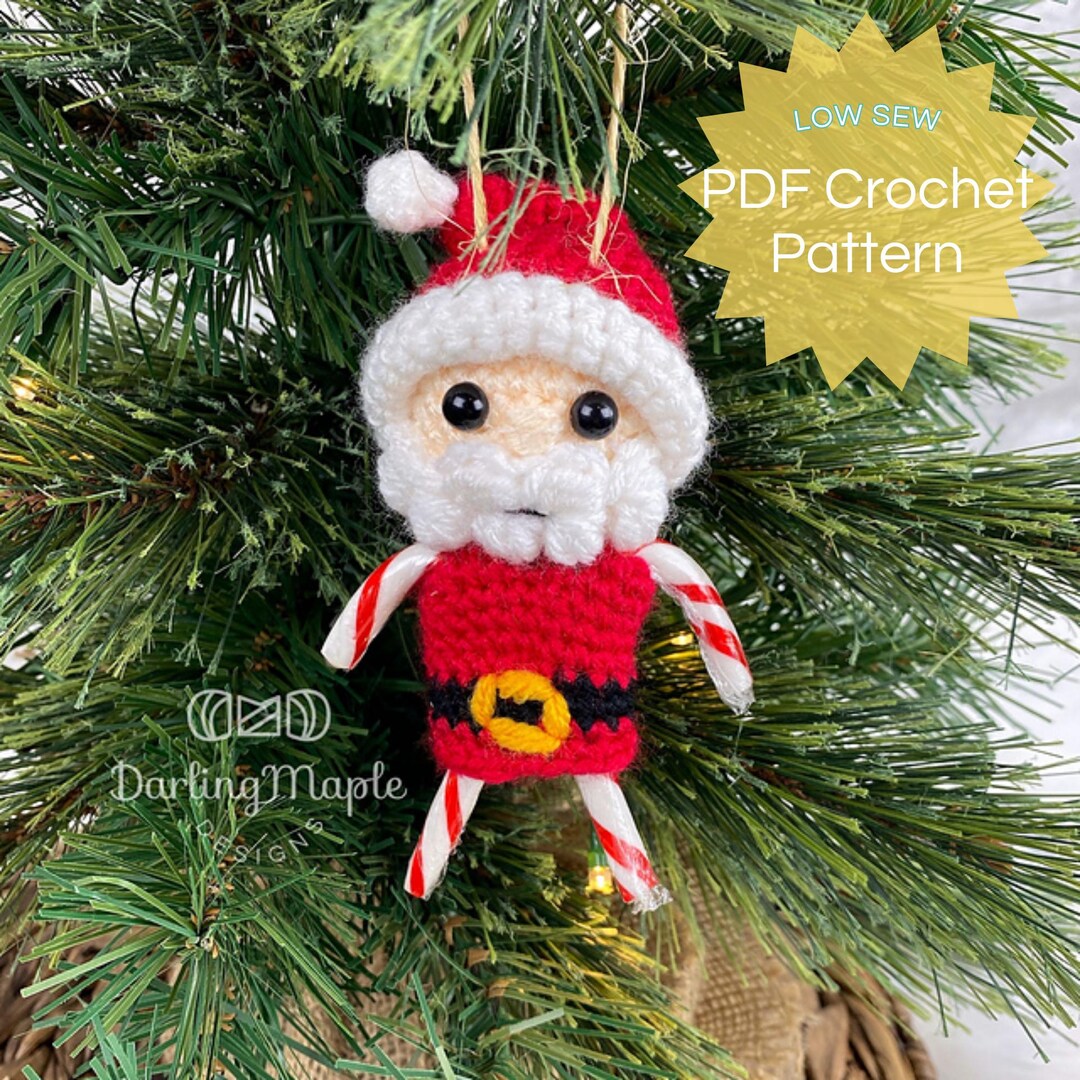 PDF Santa Claus Crochet Pattern. Low-sew Father Christmas Candy Cane ...