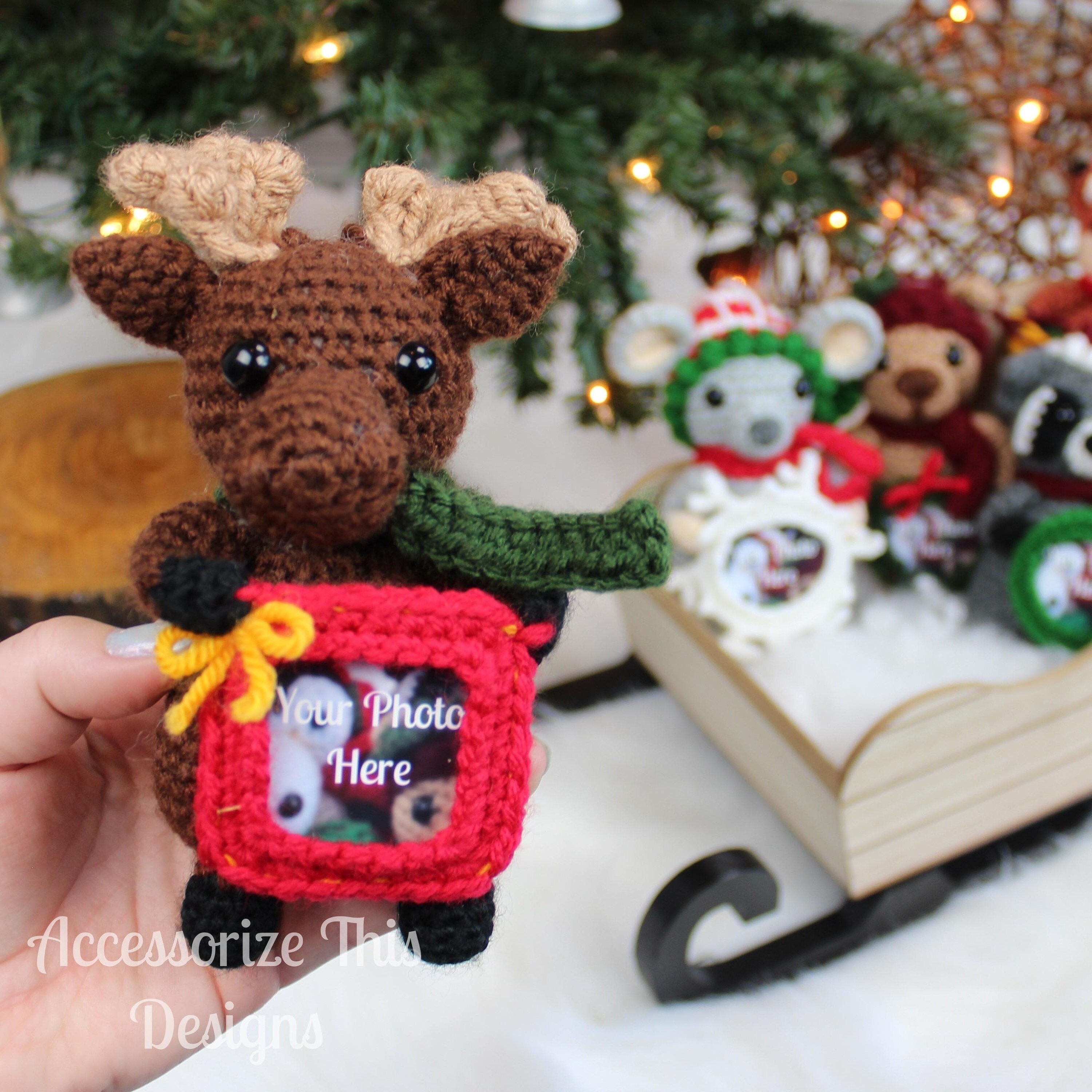 Crochet Pattern: Moose Photo Frame Ornament Crochet Christmas | Etsy
