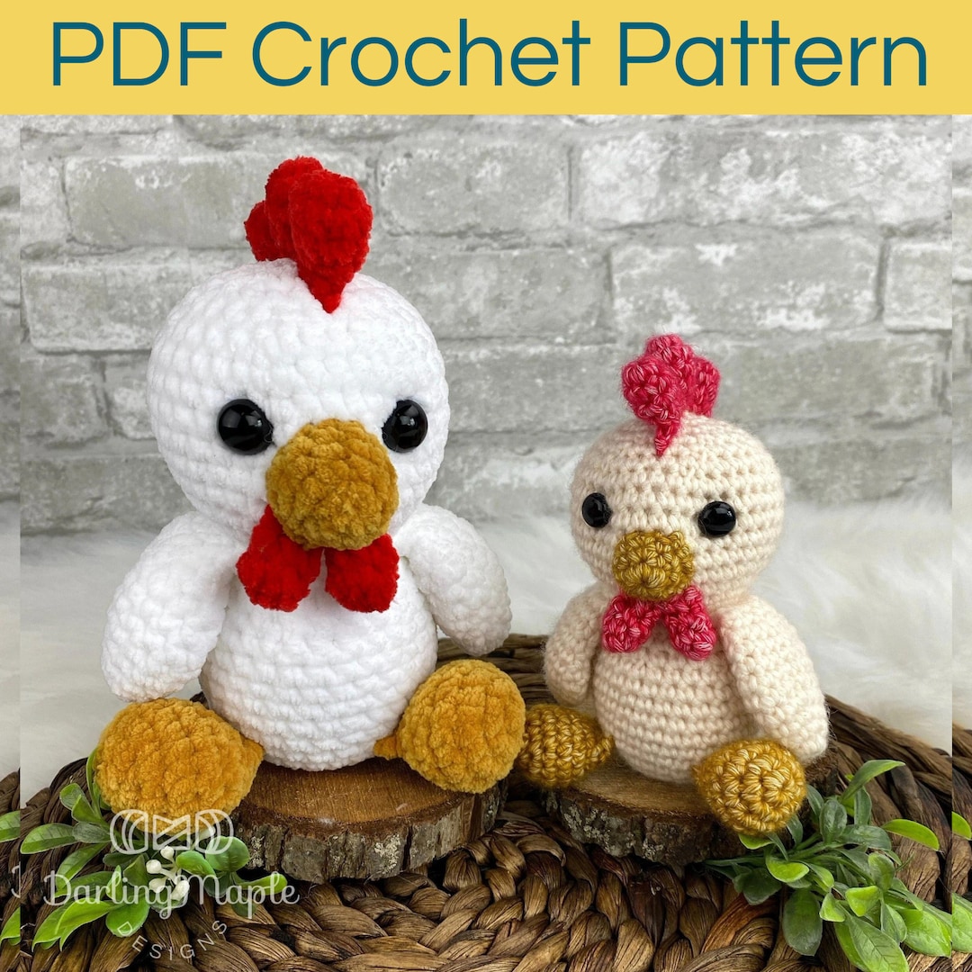 PDF Pocket Chicken Crochet Pattern Amigurumi. Cute Rooster, Hen, Chick ...