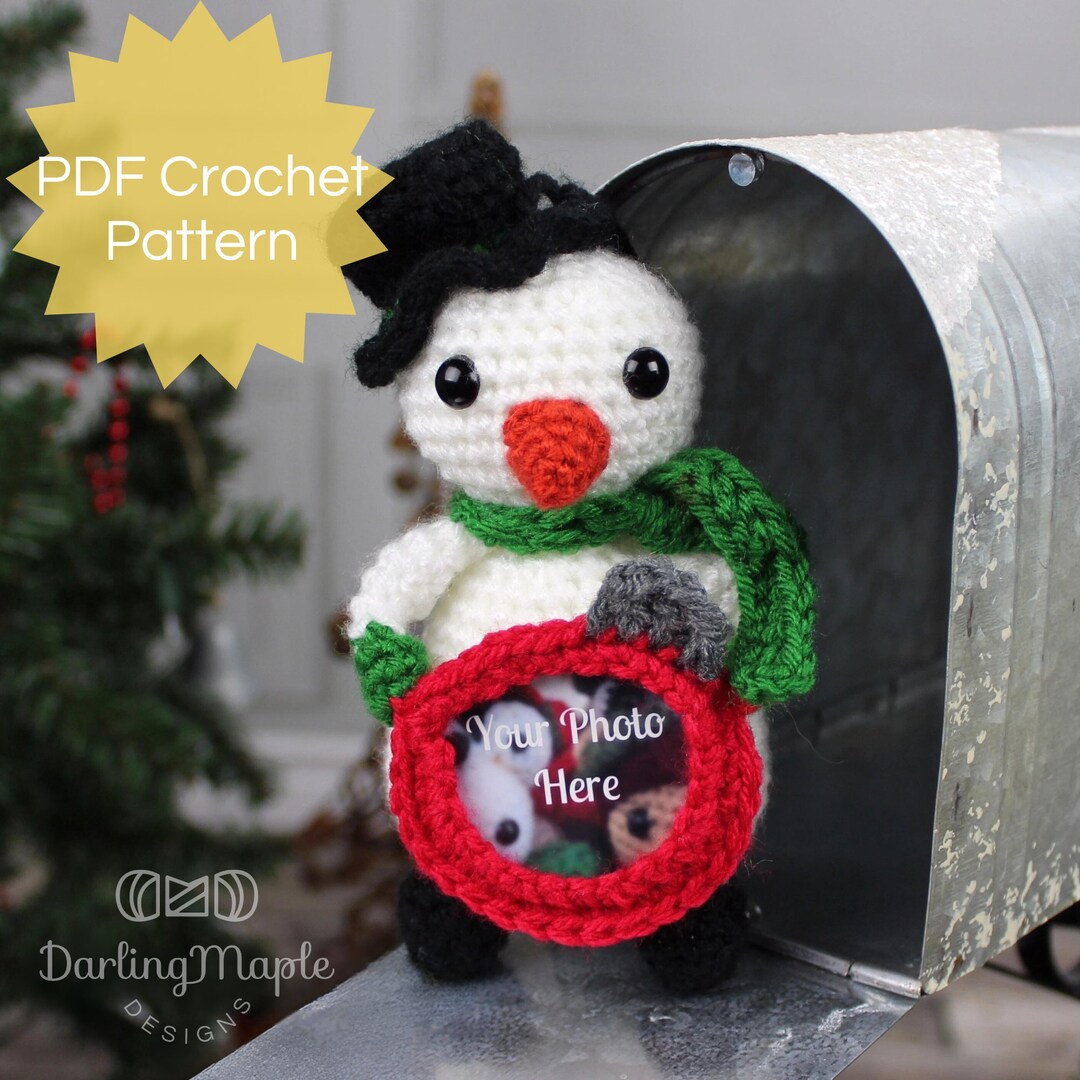 PDF Snowman Crochet Pattern. Snowman Photo Frame Ornament. Cute Picture ...