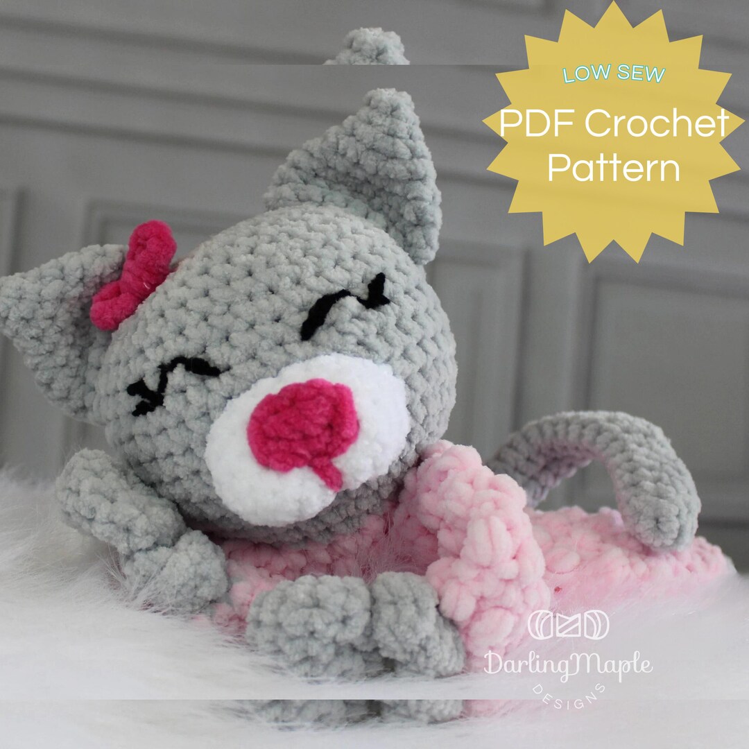 PDF Kitty Cat Crochet Pattern. Kitty Ragdoll Lovey. Stuffed Animal ...