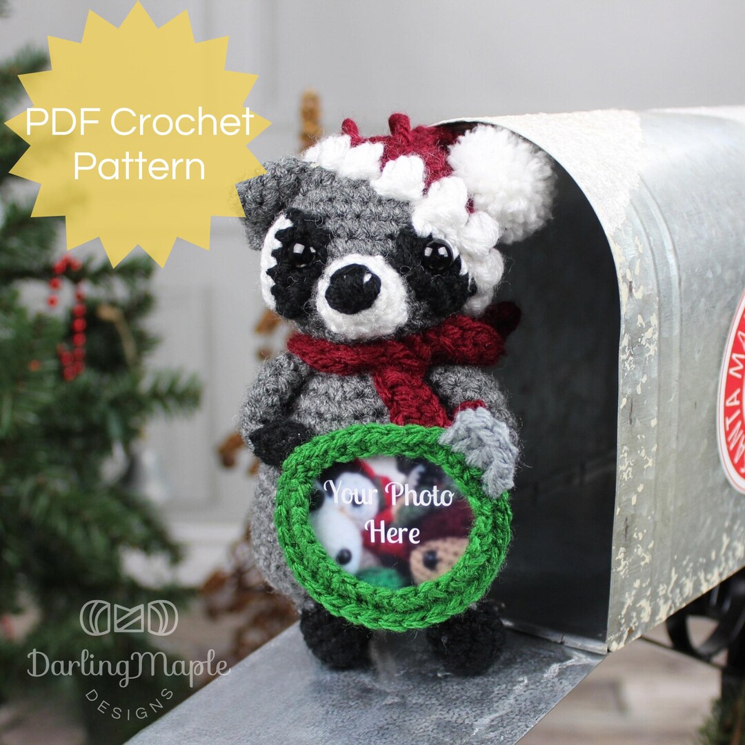 PDF Raccoon Crochet Pattern. Raccoon Photo Frame Ornament. Cute Picture ...