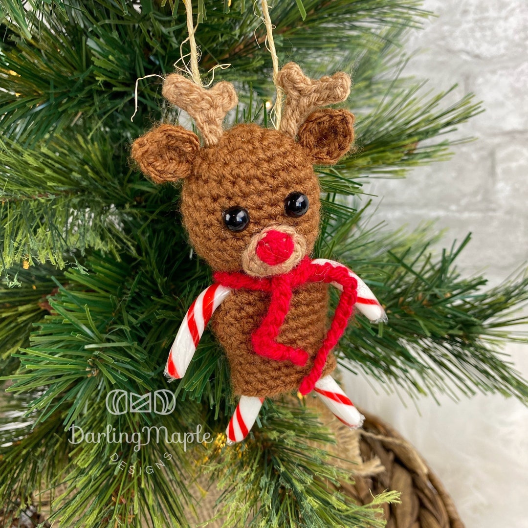 Crochet Pattern - Reindeer Candy Cane Ornament - Etsy