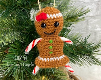 Crochet Gingerbread Man Candy Cane Holder, Candy Cane Holder ...
