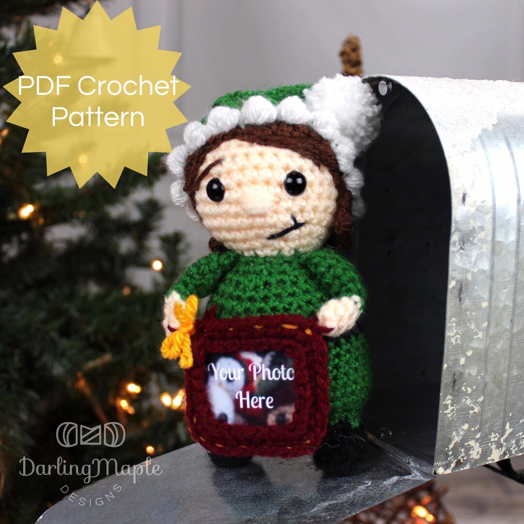 PDF Elf Crochet Pattern. Elf Photo Frame Ornament. Cute Picture Frame ...