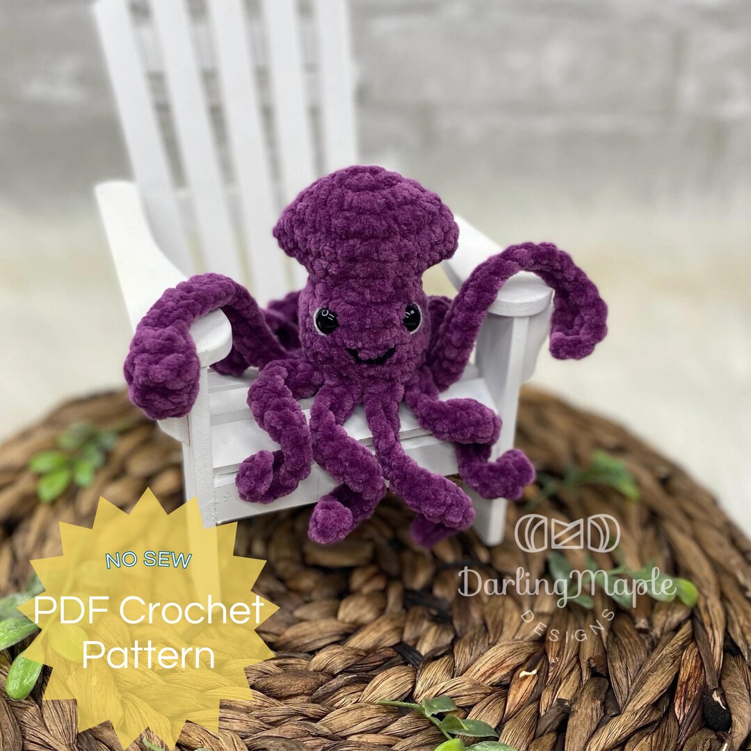 PDF No-sew Jelly Bean Squid Crochet Pattern. Ocean Seafood Amigurumi ...