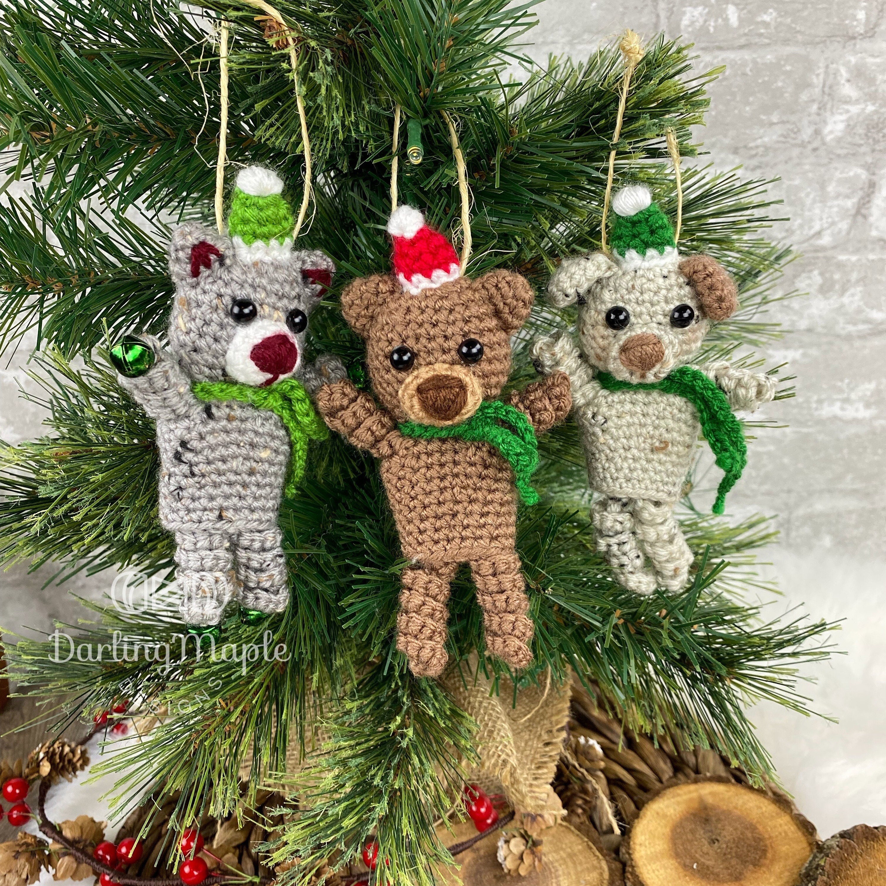 PDF Bear Crochet Pattern. Low-sew Teddy Bear Candy Cane Ornament. Cute ...