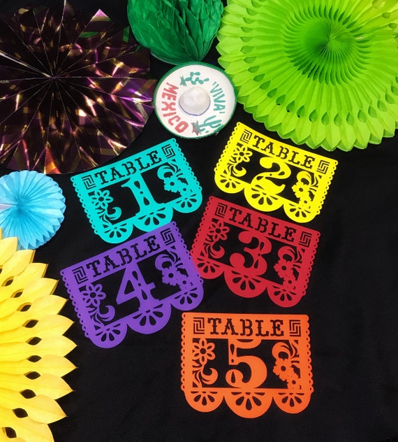 Table Numbers Papel Picado Table Numbers Mexican Table Etsy