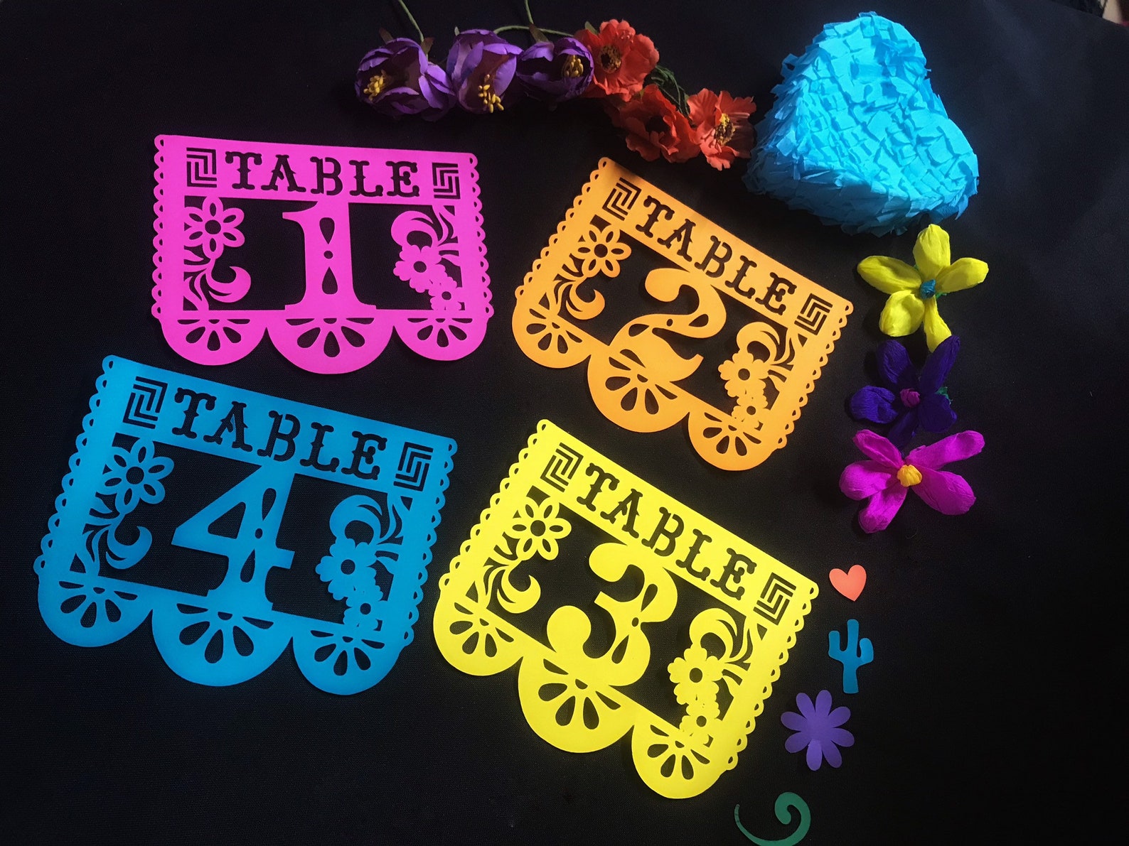 Table Numbers Papel Picado Table Numbers Mexican Table Etsy
