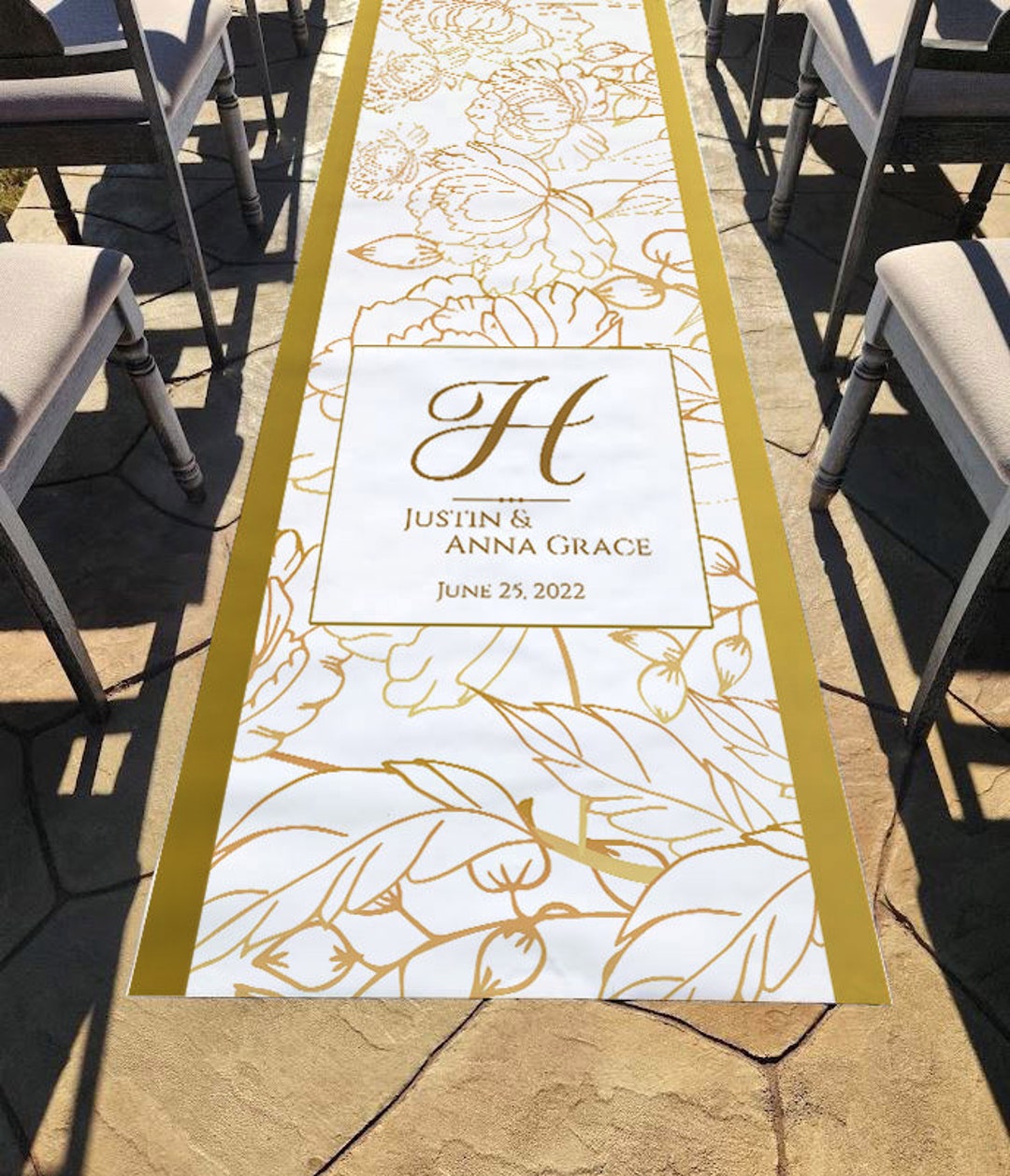 Gold Floral Wedding Aisle Runner: Custom Elegant Ceremony Decor - Etsy