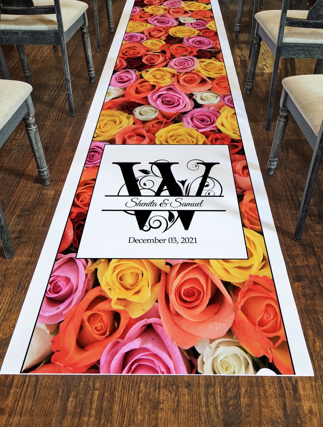 Oversized Rose Custom Wedding Aisle Runner, Custom Aisle Runner ...