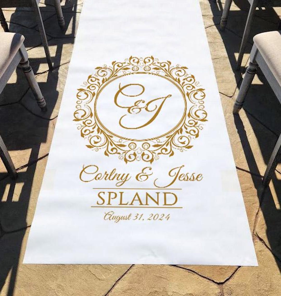 Custom Gold Monogram Wedding Aisle Runner: Paper or Vinyl - Etsy