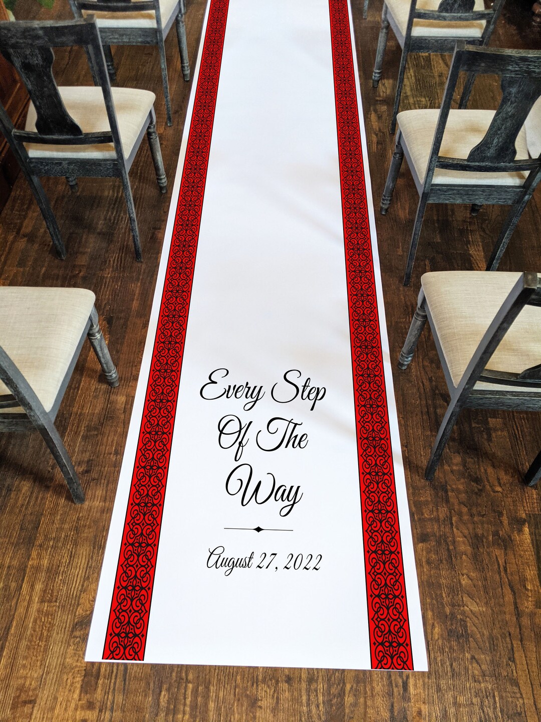 Red & Black Wedding Aisle Runner: Custom Monogrammed Decor - Etsy
