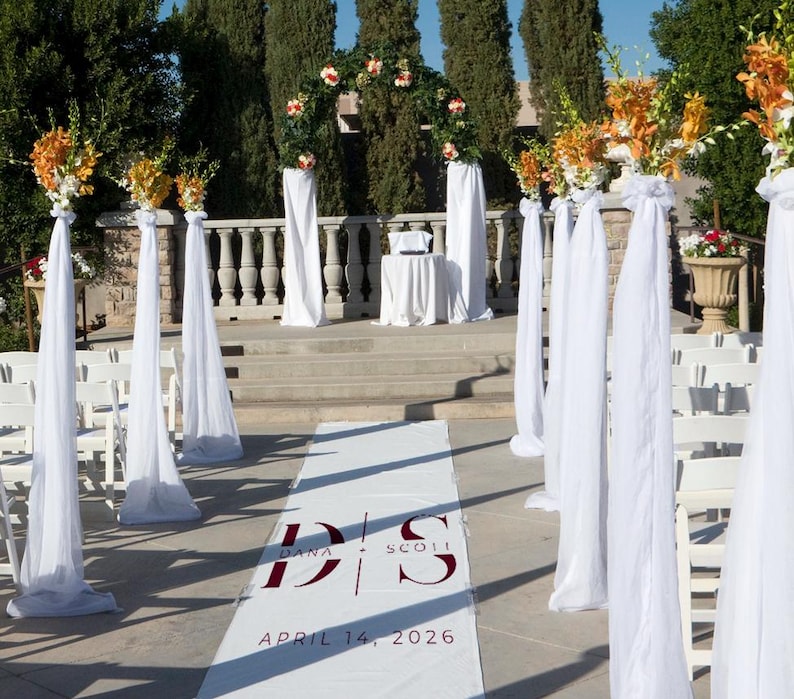 Custom Monogram Wedding Aisle Runner: Black & White, Paper or Vinyl - Etsy