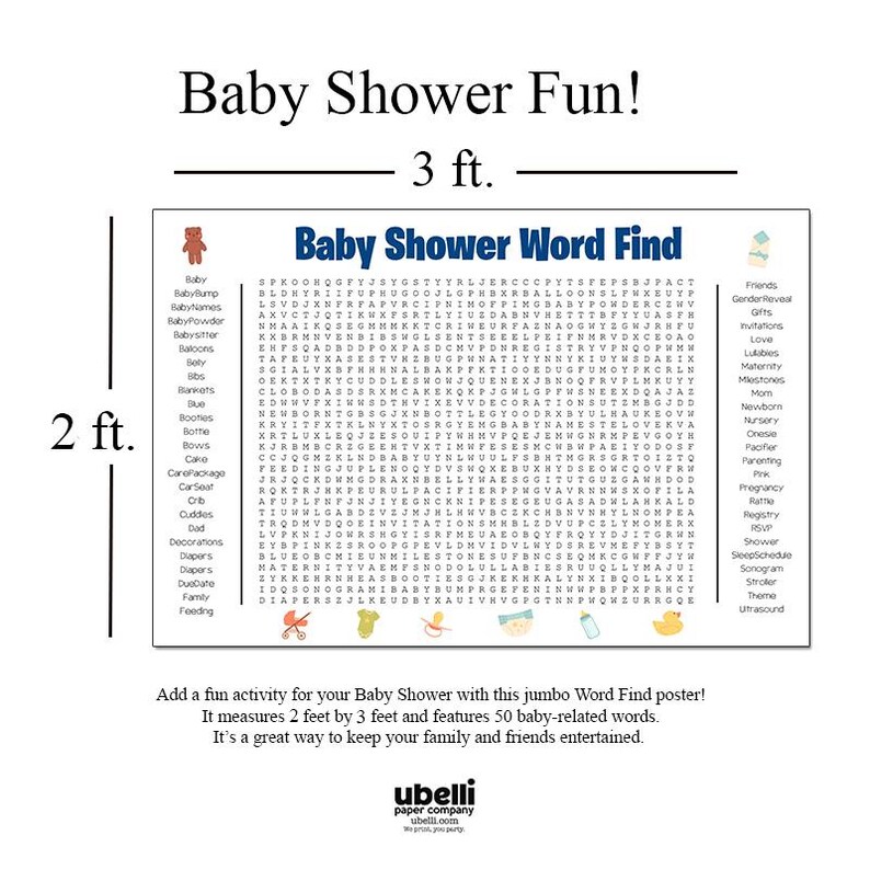 Baby Shower Word Find: 2 FT. X 3 FT. Party Game - Etsy
