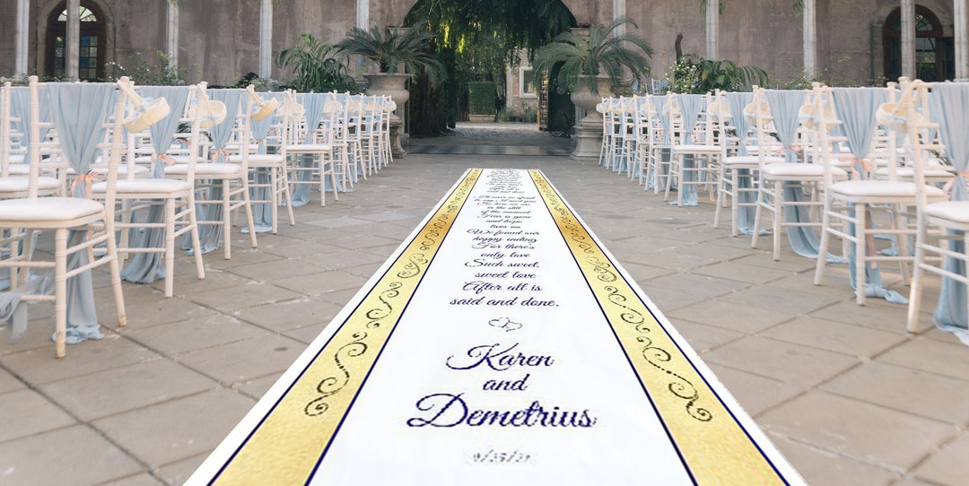 Gold Aisle Runner, Custom Aisle Runner, Monogram Aisle Runner, Wedding ...