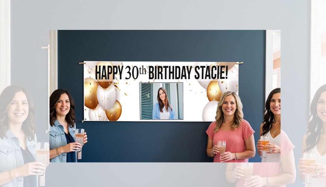 Personalized Milestone Birthday Banner: Photo, Cheers Design - Etsy