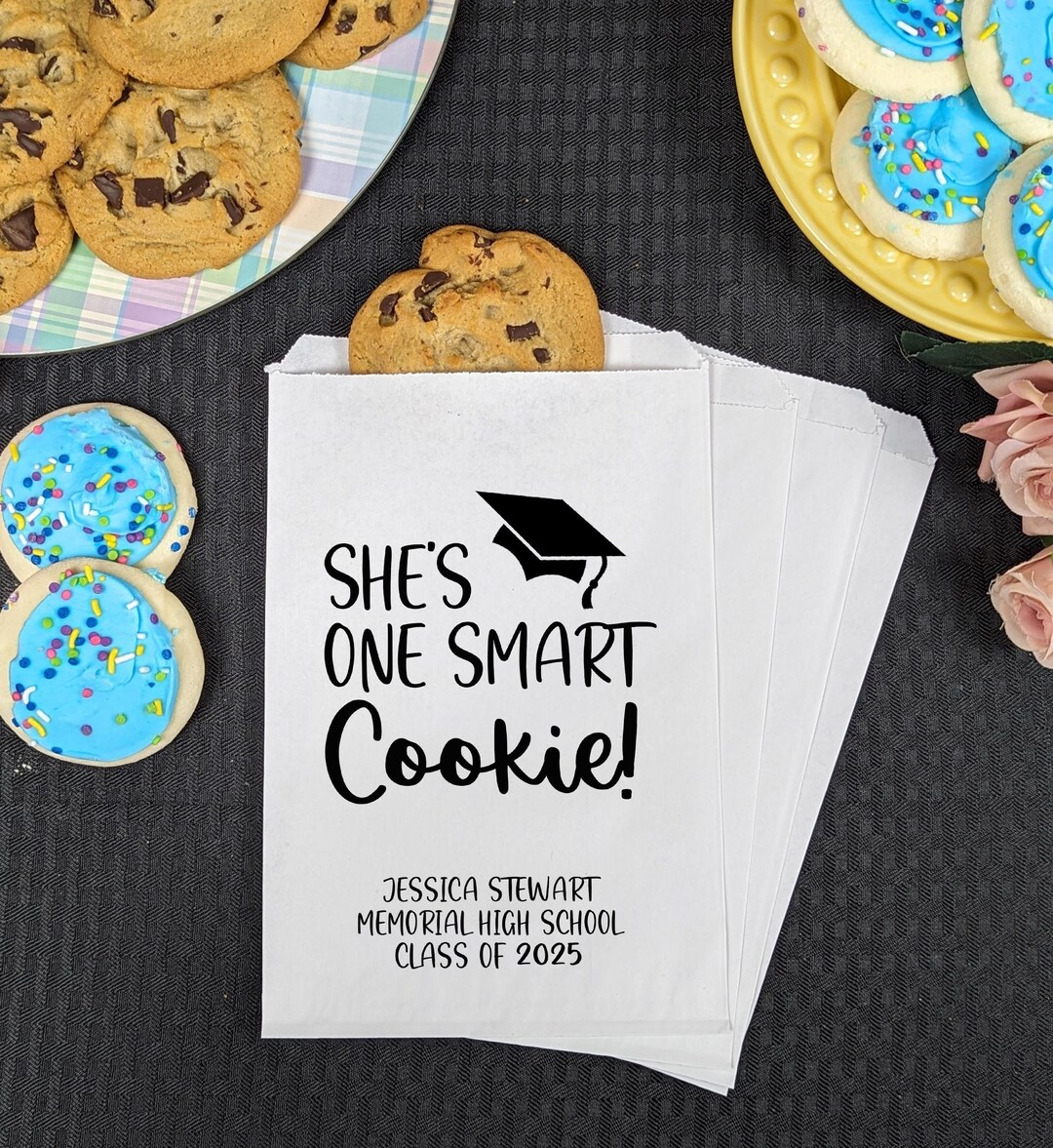 Graduation Party Decor, She's One Smart Cookie, Graduation Favor Bags ...