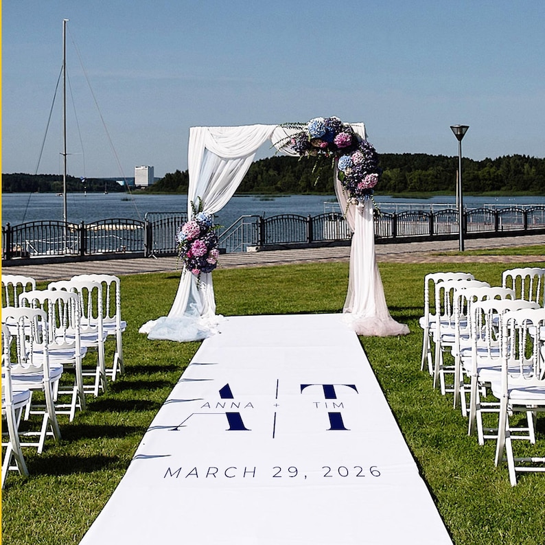 Custom Monogram Wedding Aisle Runner: Black & White, Paper or Vinyl - Etsy