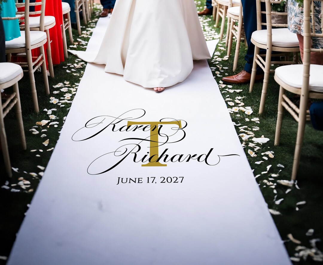 Custom Monogram Wedding Aisle Runner, Black and White Wedding Decor ...