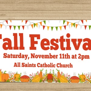 Fall Festival Banner for School or Church. You Choose the Text and ...