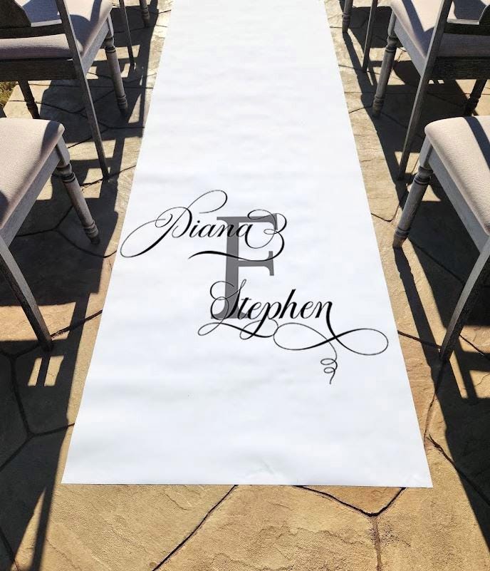 Custom Monogram Wedding Aisle Runner: Black & White, Vinyl or Paper - Etsy