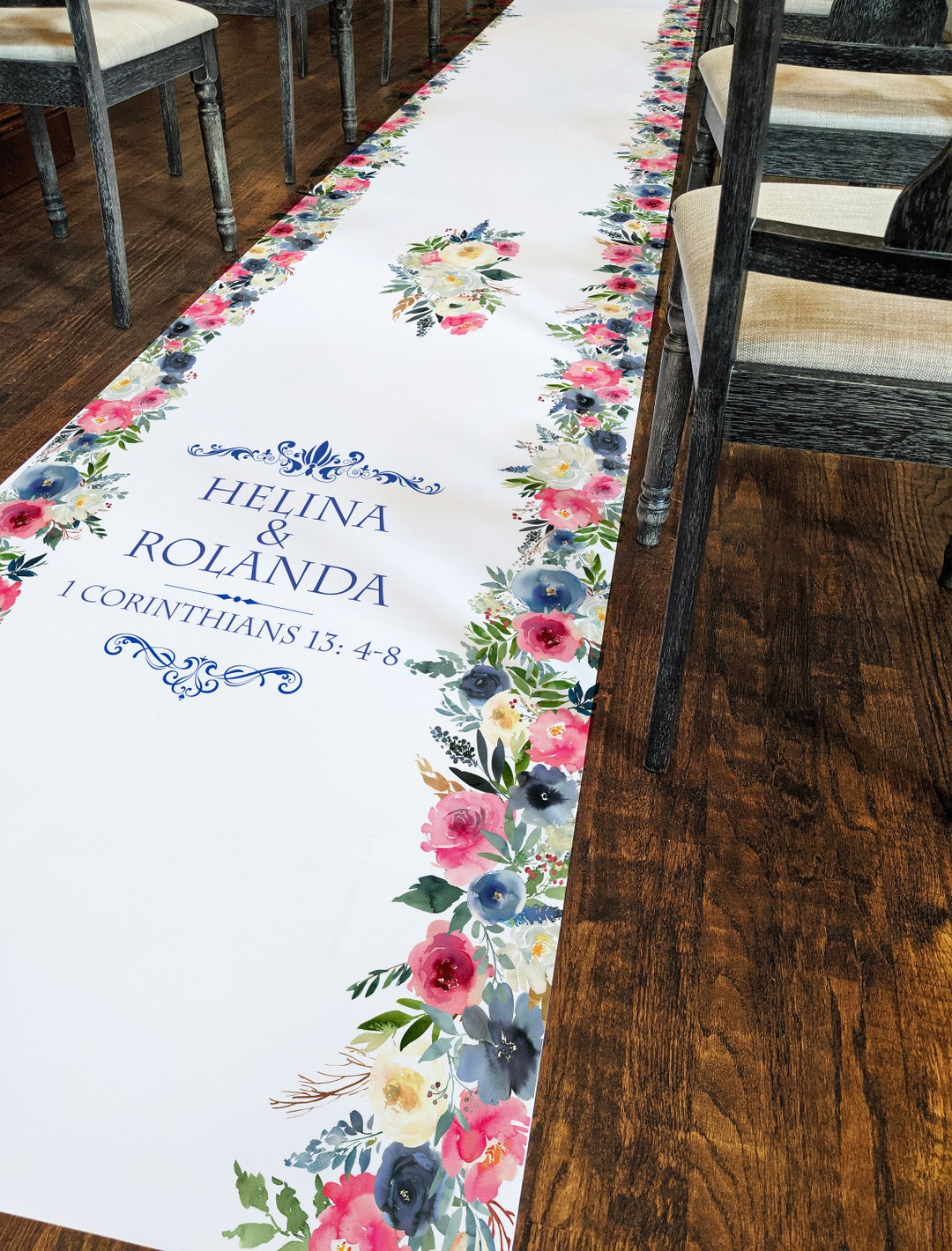 Pink and Blue Wedding Aisle Runner, Custom Aisle Runner, Aisle Runner ...