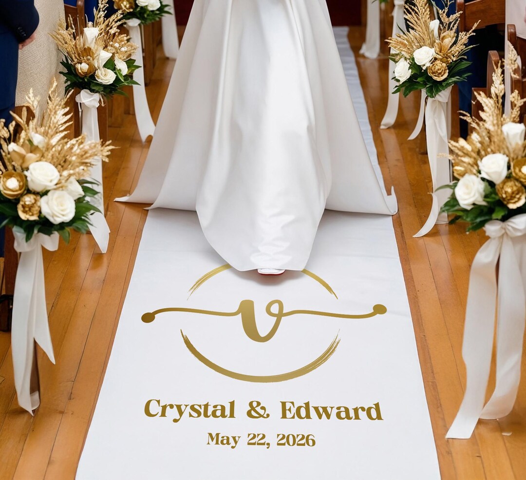 Custom Gold Monogram Wedding Aisle Runner: Paper or Vinyl - Etsy