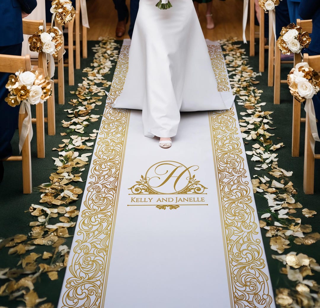 Custom Metallic Gold Wedding Aisle Runner: Personalized Ceremony Decor ...