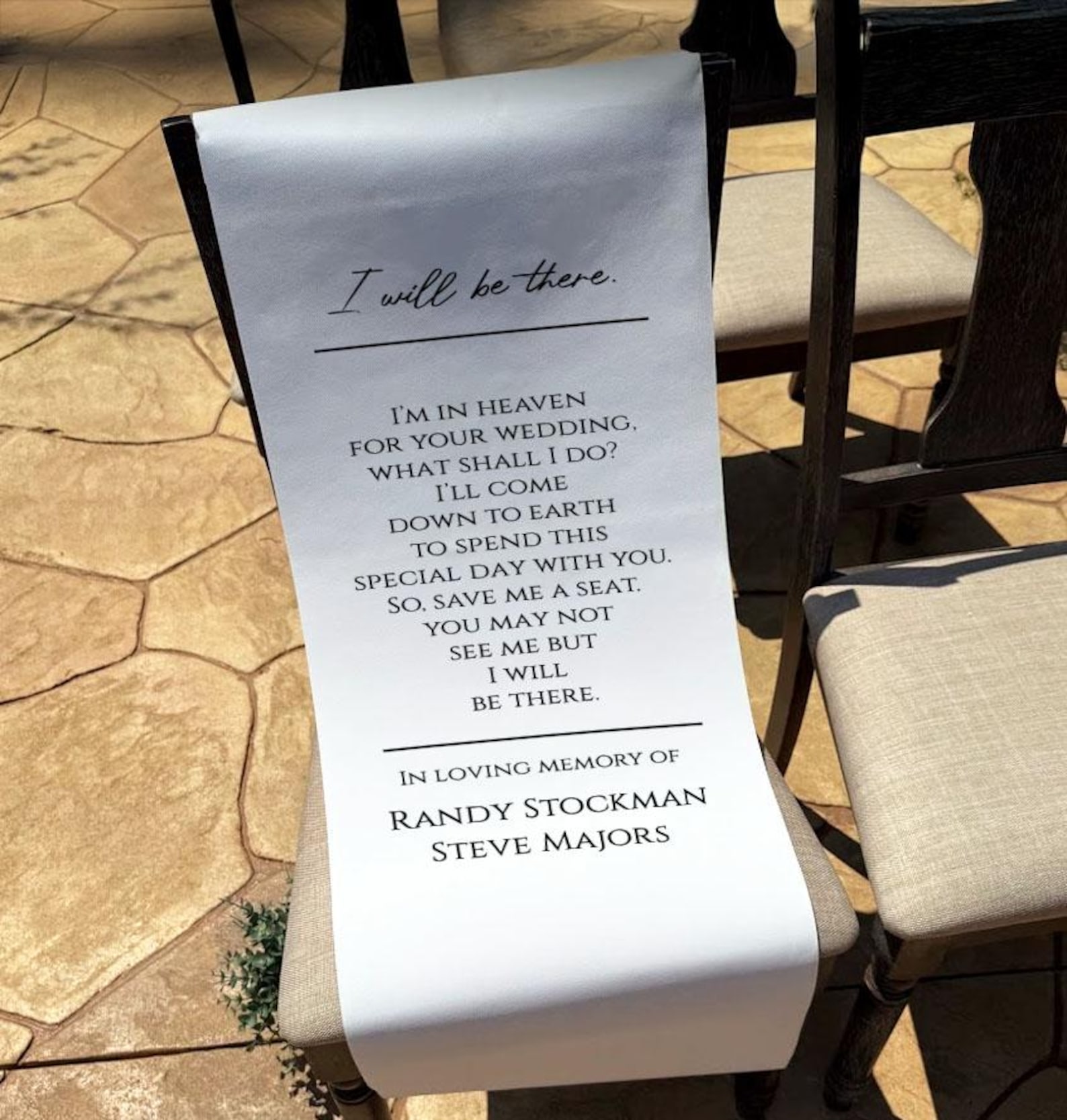 Personalized in Loving Memory Wedding Chair Drape: Memorial Remembrance ...