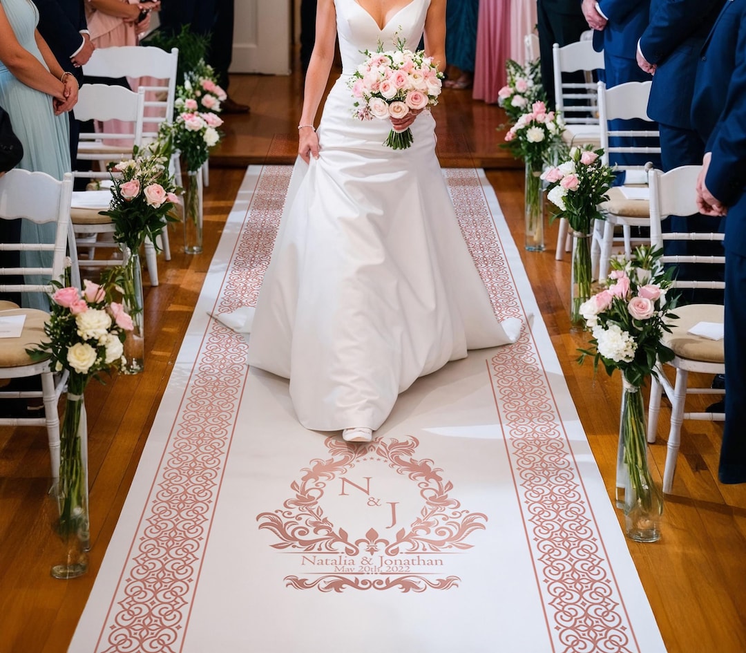 Custom Rose Gold Wedding Aisle Runner: Personalized Ceremony Decor - Etsy