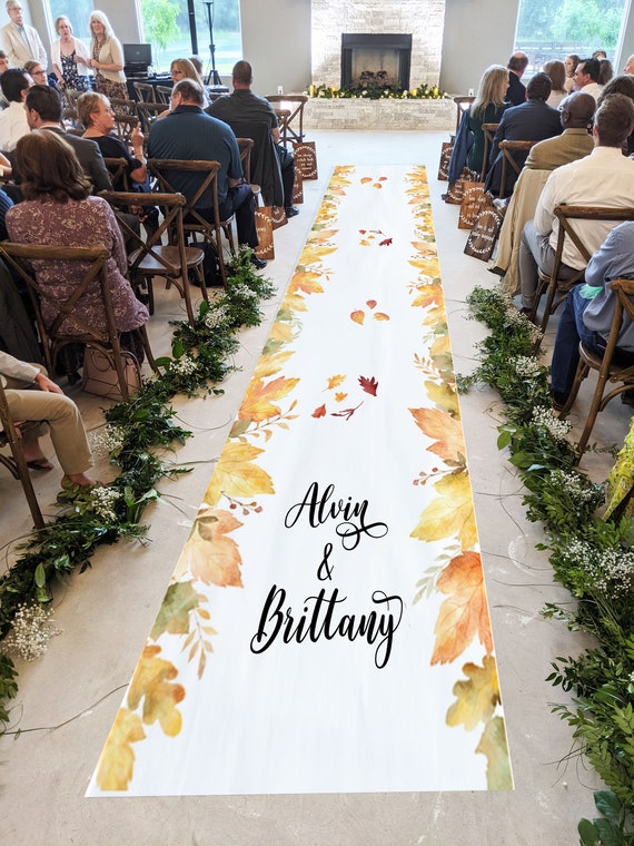 Fall Wedding Aisle Runners Full White Aisle Runner With Blush Pink