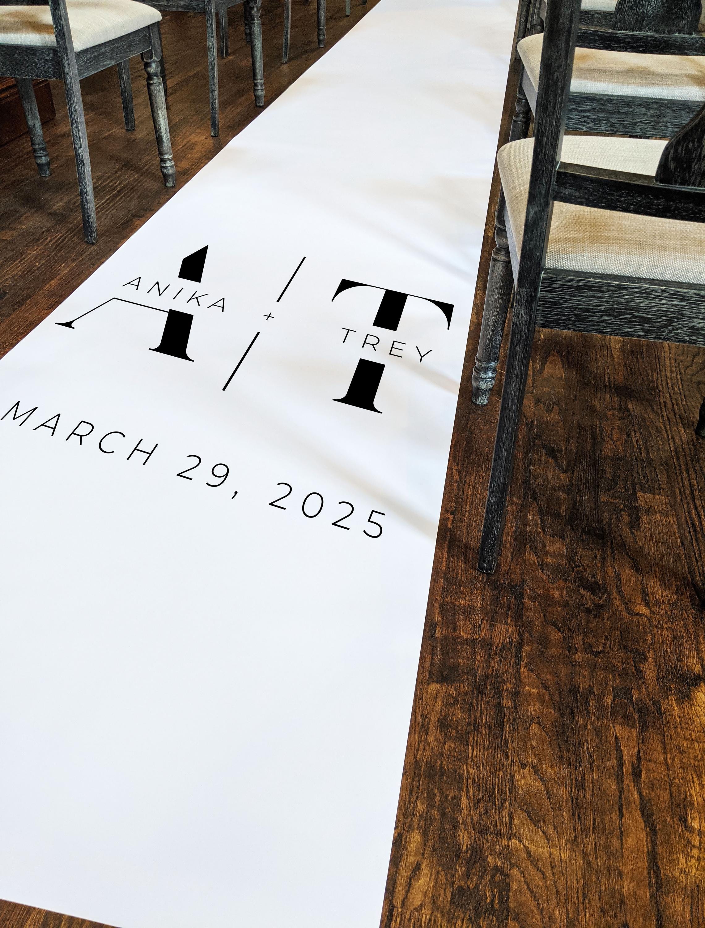Custom Monogram Wedding Aisle Runner: Black & White, Paper or Vinyl - Etsy