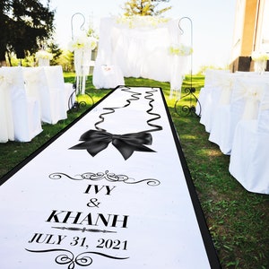Black Ribbon Aisle Runner, Custom Aisle Runner, Aisle Runner, Black and ...