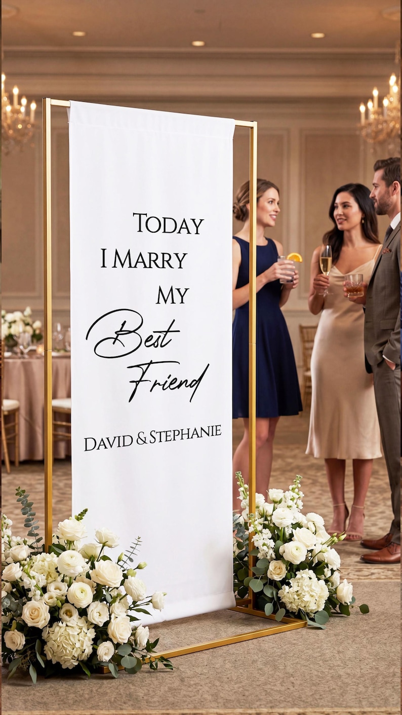 Wedding Welcome Sign With Stand | Personalized Vinyl Wedding Banner ...
