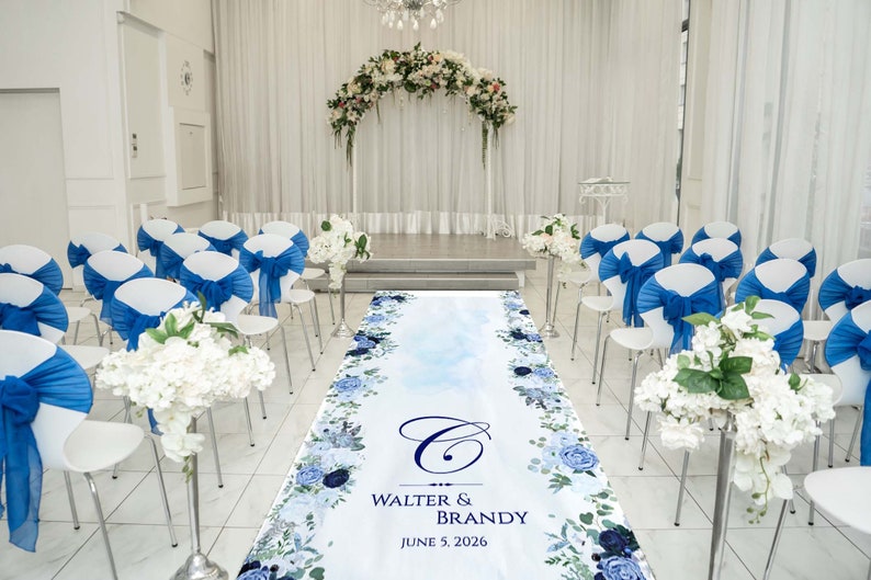 Blue Floral Wedding Aisle Runner Aisle Runner Blue Wedding - Etsy