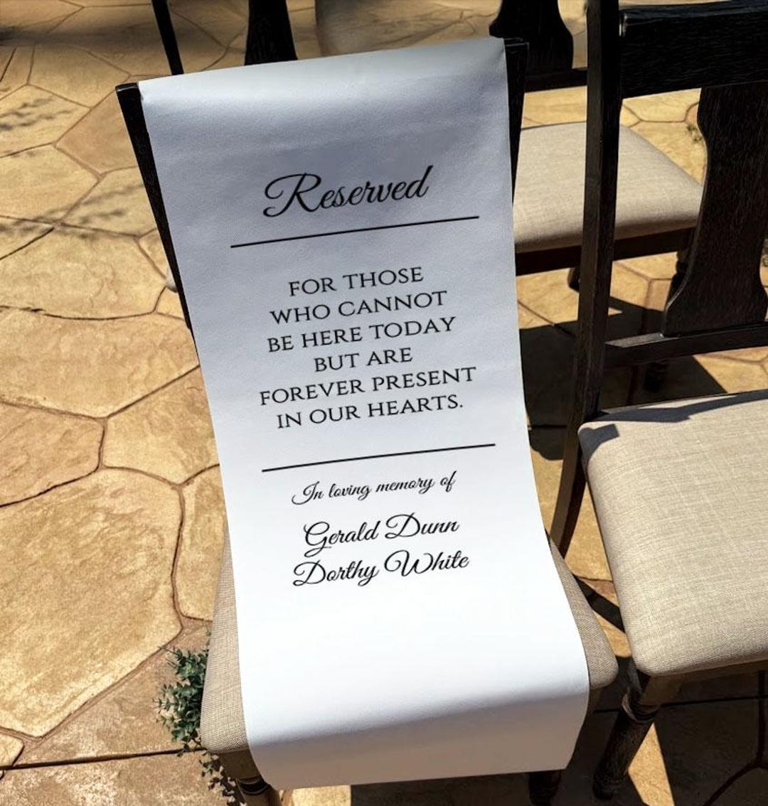 Personalized in Loving Memory Wedding Chair Drape: Memorial Remembrance ...