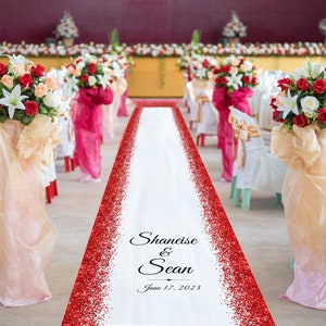 Red Glitter Wedding Aisle Runner: Custom Monogram, Personalized ...