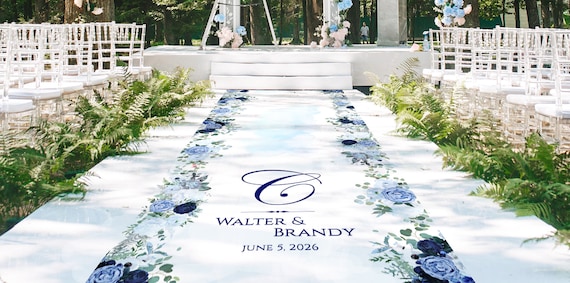 Blue Floral Wedding Aisle Runner Aisle Runner Blue Wedding - Etsy